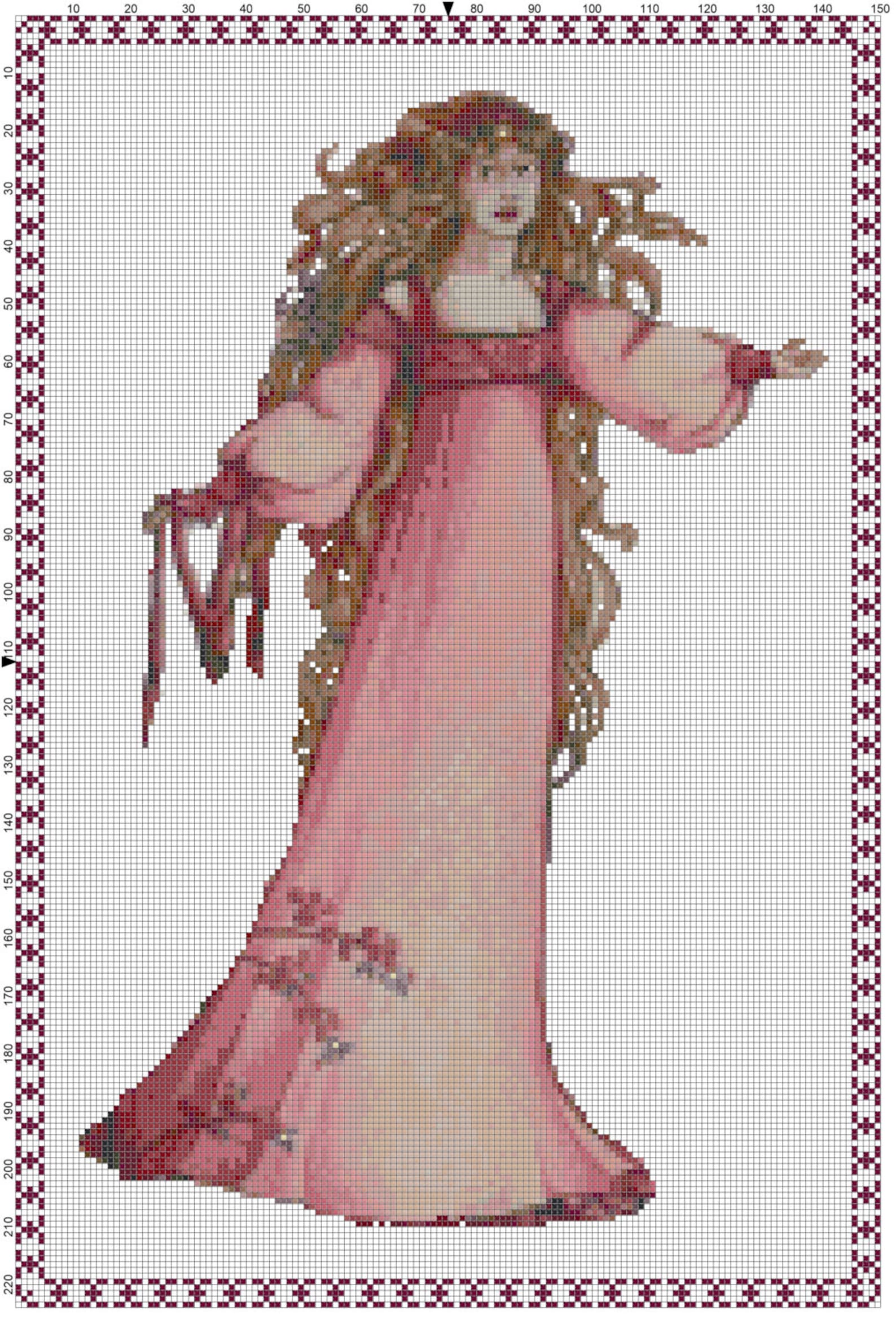 Medieval Maiden Original Cross Stitch Pattern Celtic Middle Ages ...