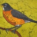 Bird Art Print, American Robin, Red Robin, Original Collograph Print ...