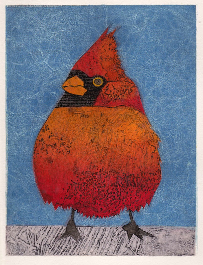 Blue Jay Bird Art Original Collagraph Print Blue Jays 2 - Etsy