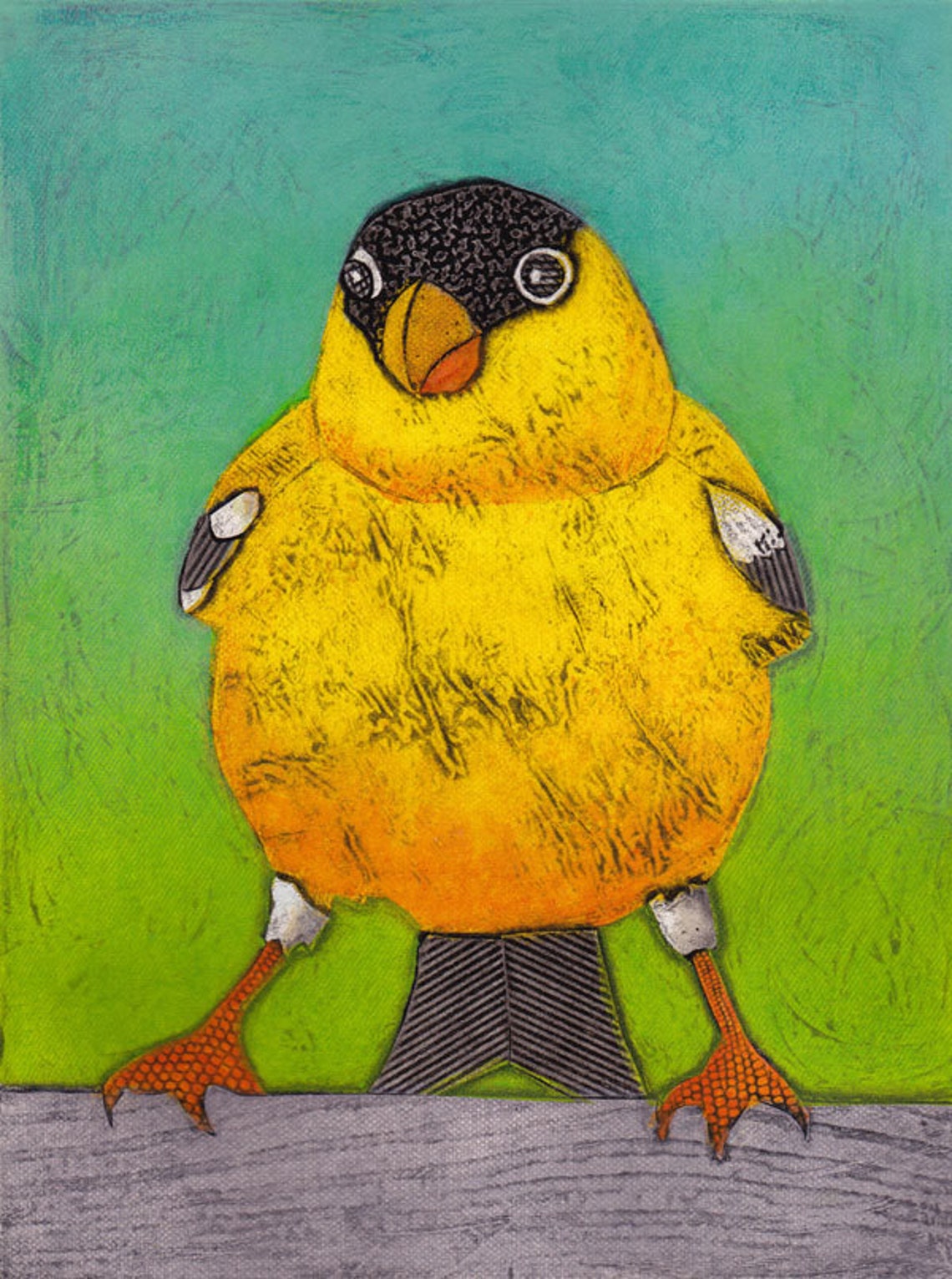 Bird Art Print, American Robin, Red Robin, Original Collograph Print ...