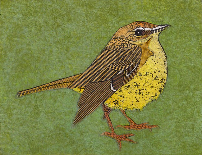 Bird Print Bird Art Original Black and White Collagraph Palm Warbler ...