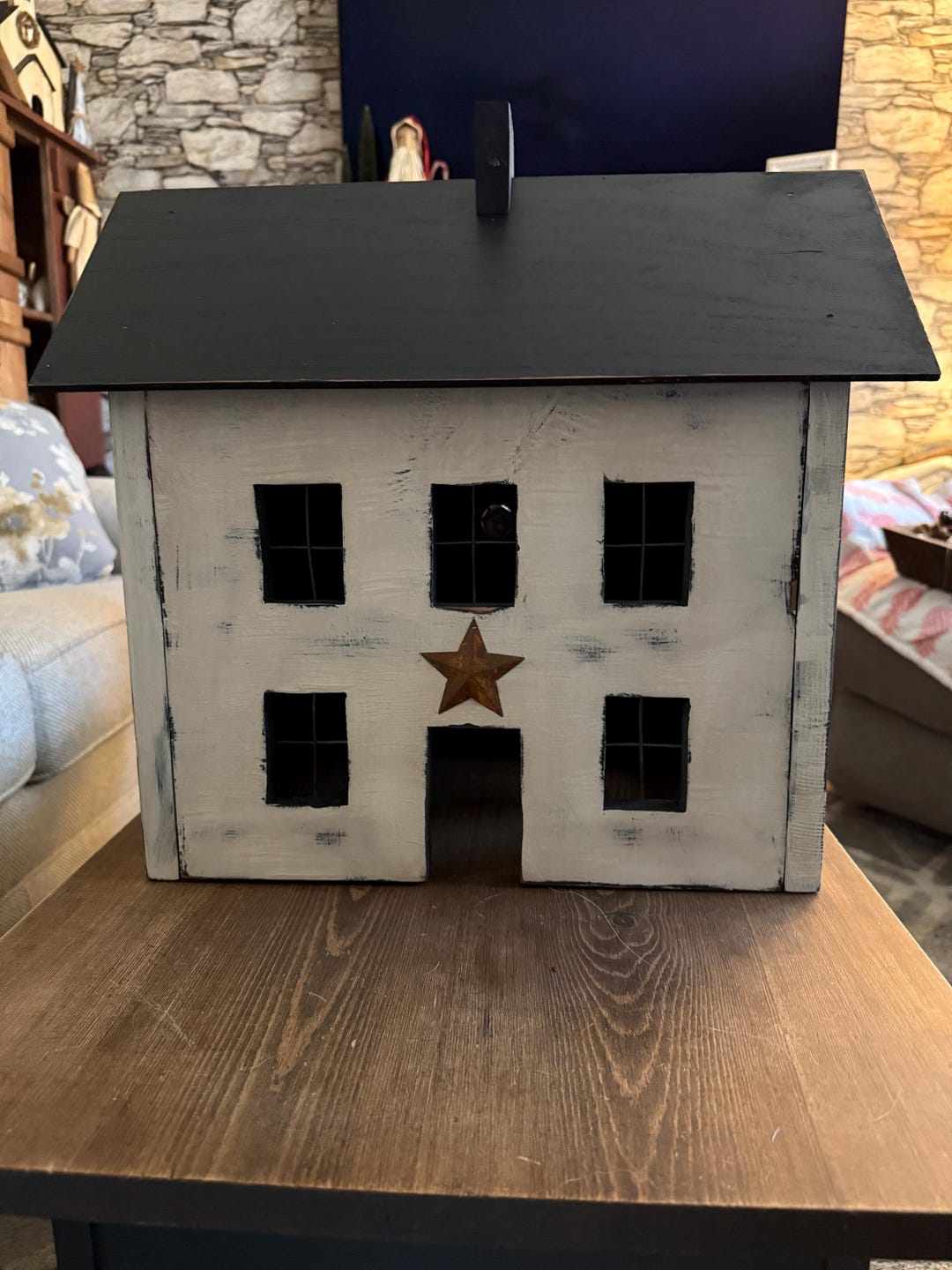 Large White Saltbox House W/ Light - Etsy