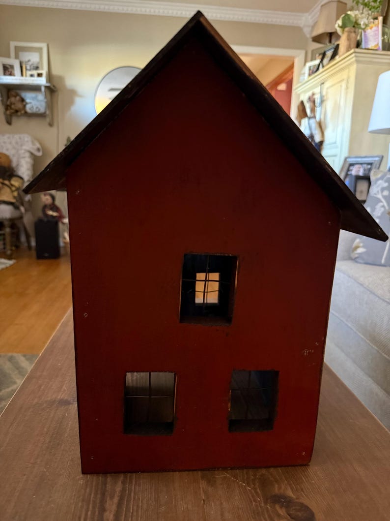 Red Saltbox House W/light - Etsy