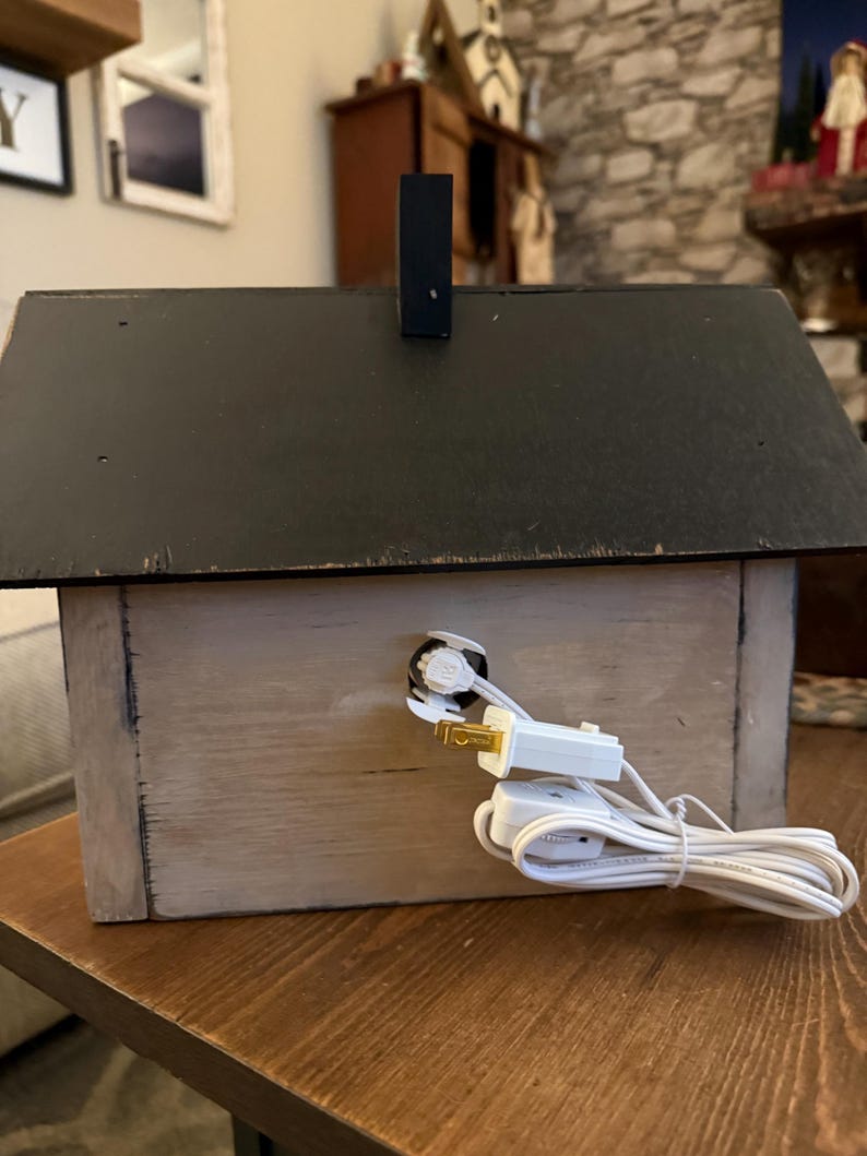 Small White Wood Saltbox House With Light - Etsy