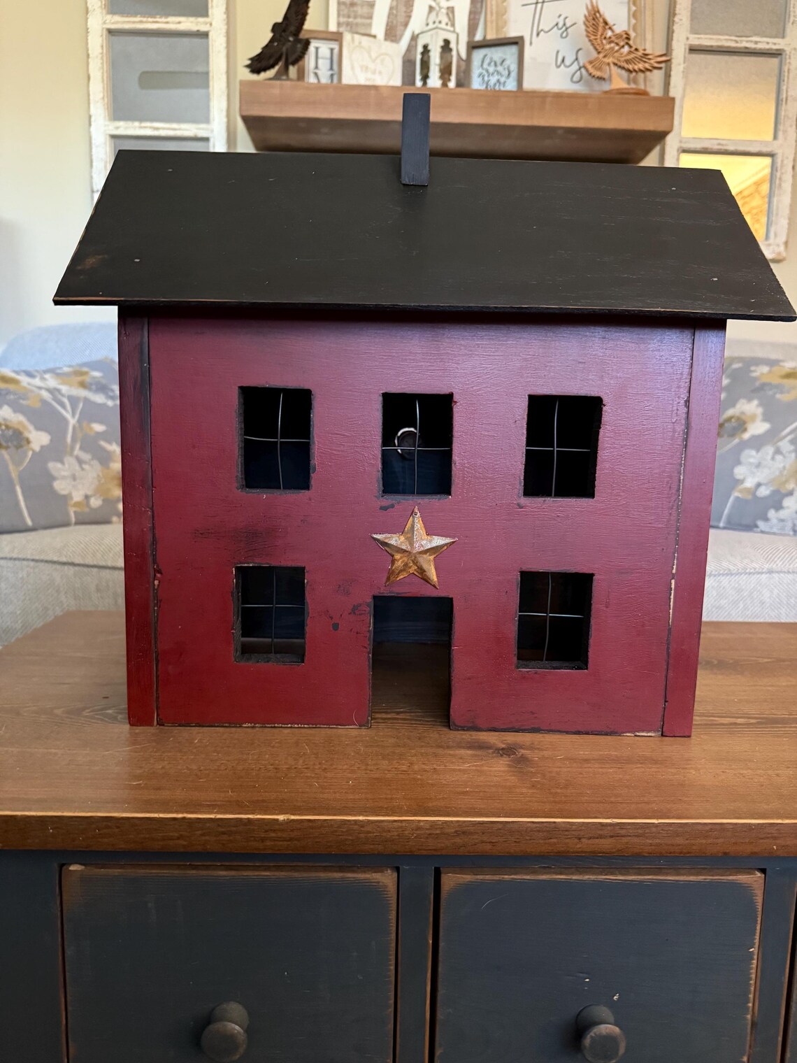 Red Saltbox House W/light - Etsy