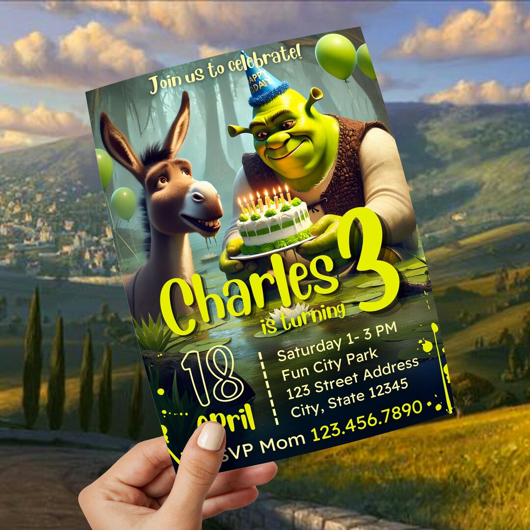 Editable Swamp Ogre Birthday Invitation, Custom Birthday Party ...
