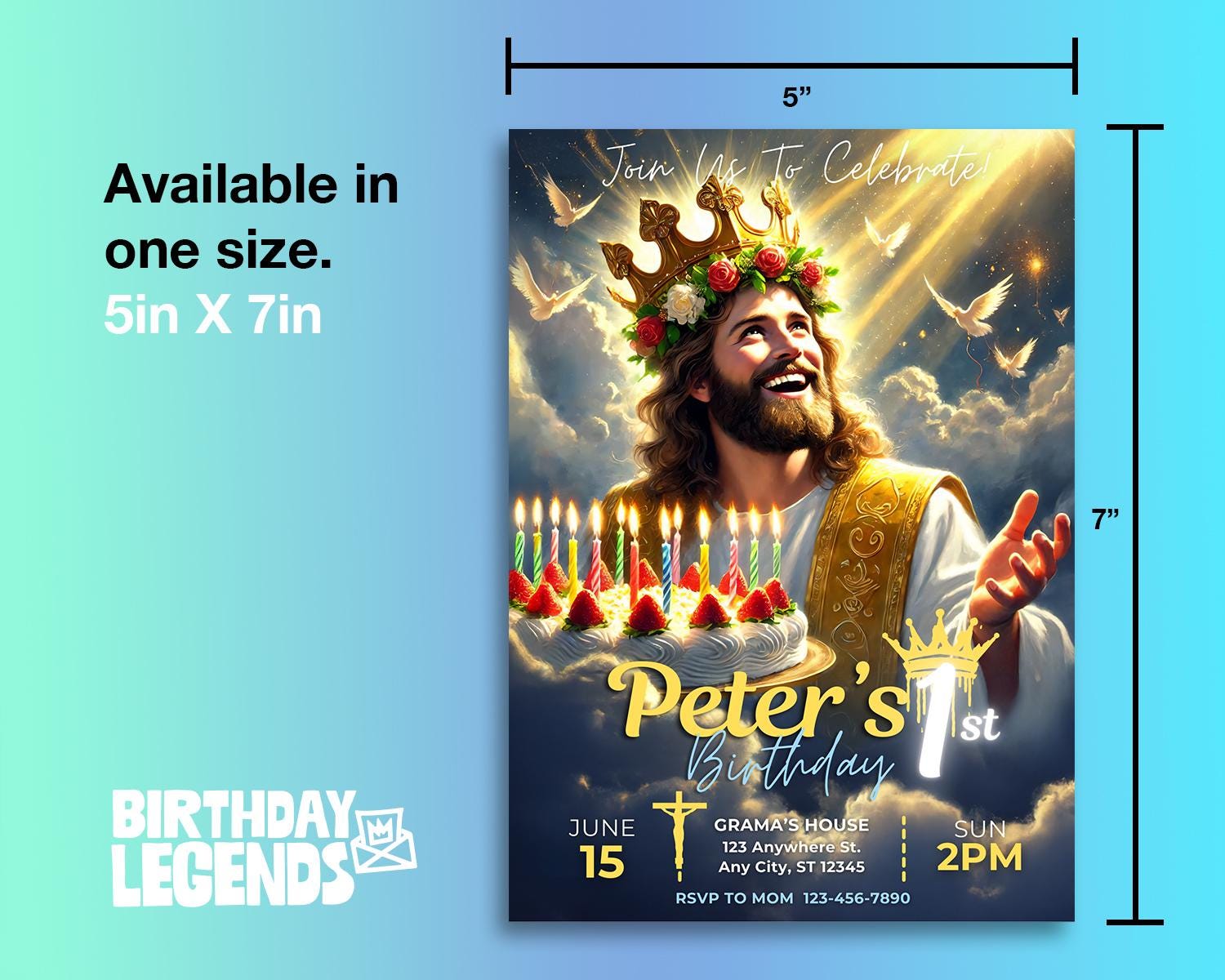 Christian Birthday Invitation Template, Editable Jesus Birthday Invite ...