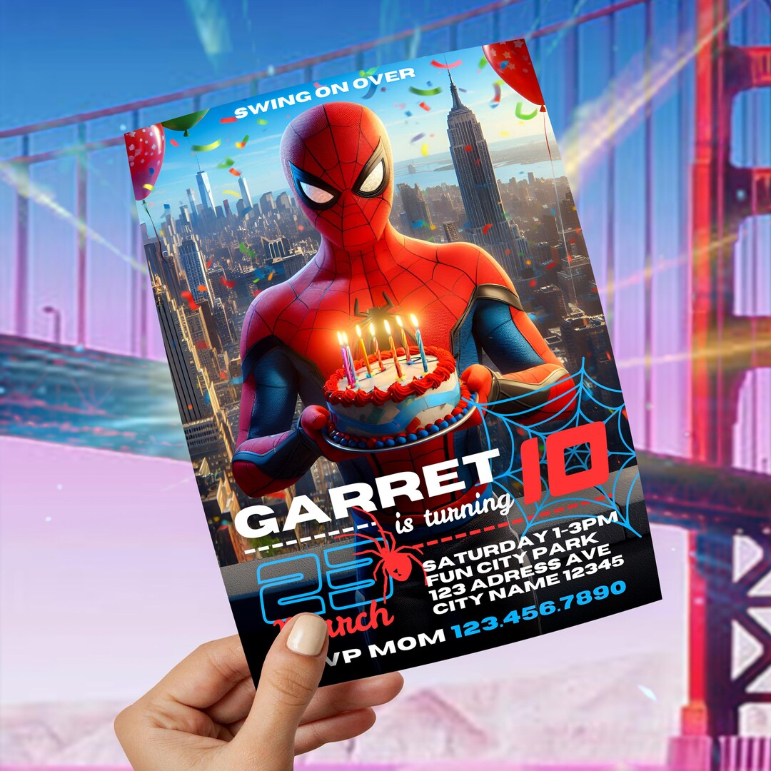 Editable Spiderkid Birthday Invitation Template, Super Hero Invitation ...
