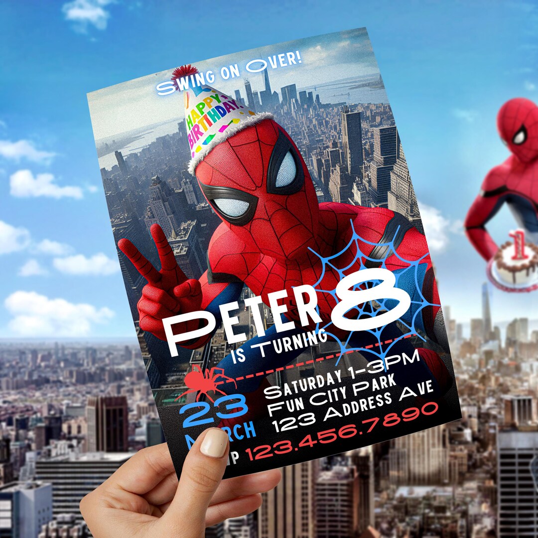 Spiderkid Invitation Template, Boys Birthday Invitation, Editable ...