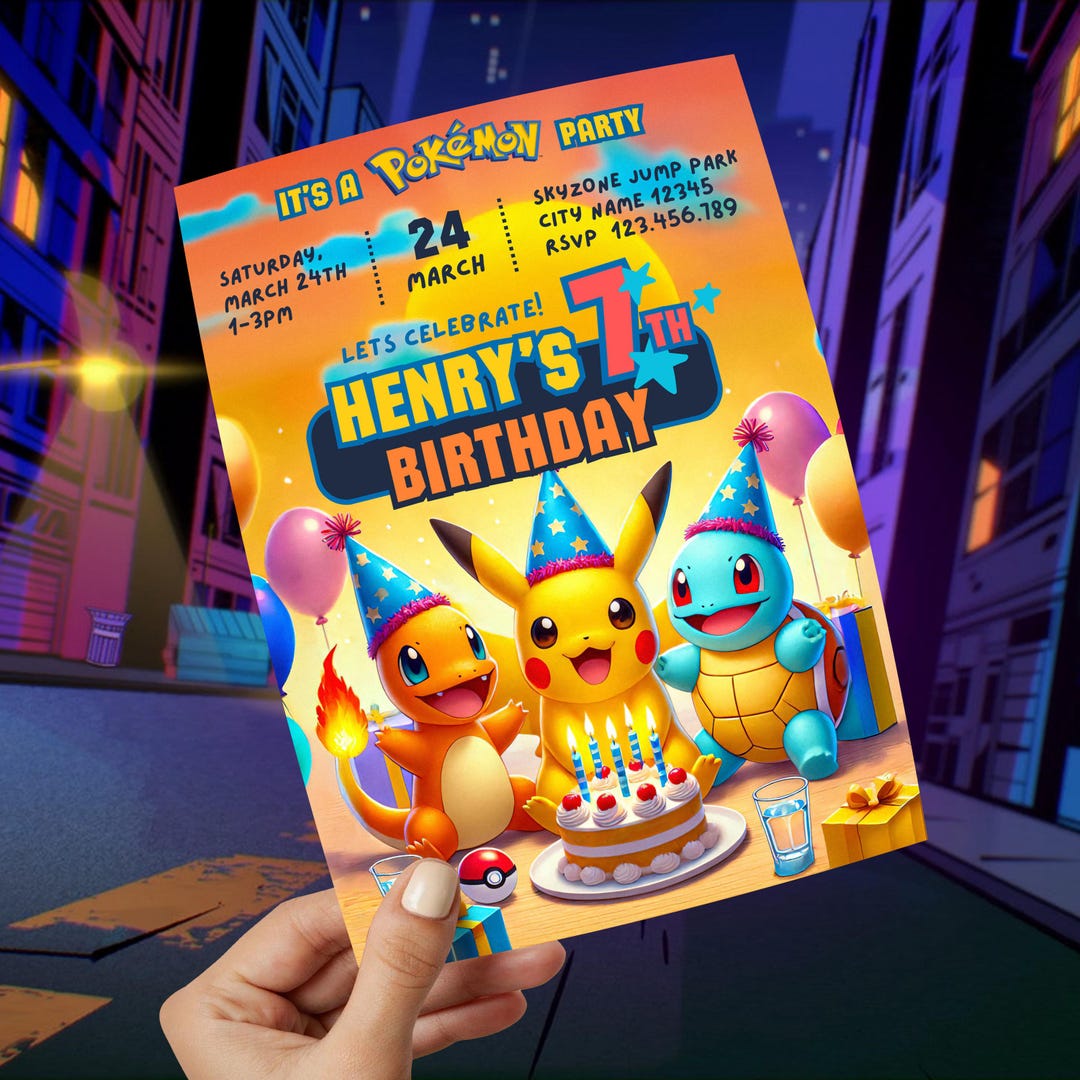 Premium Poki Party Invitation Template, Editable Boys Birthday ...