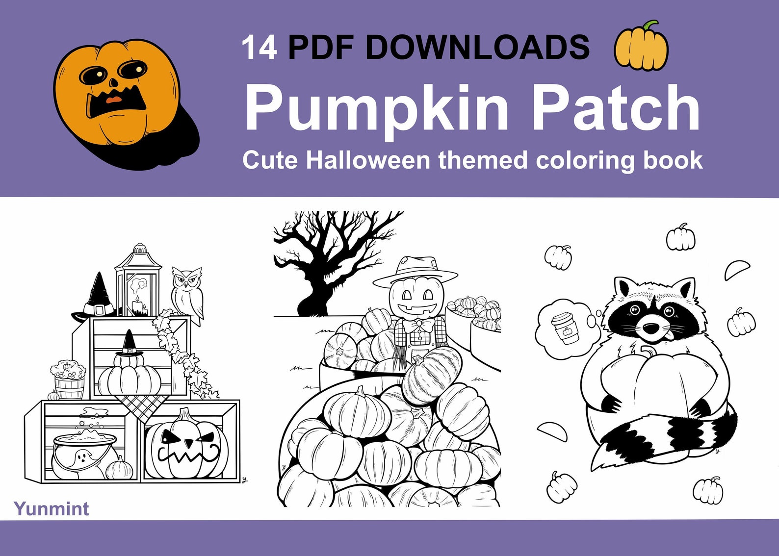 Printable Pumpkin Themed Halloween Coloring Pages | 14 Cute and Spooky ...