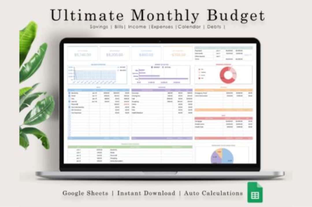 Digital Monthly Budget Template | Printable & Editable Financial ...