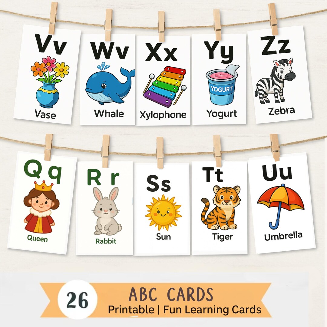 Abc Cards Printable| Picture Cards | Learn Letters | Montessori Toddler ...