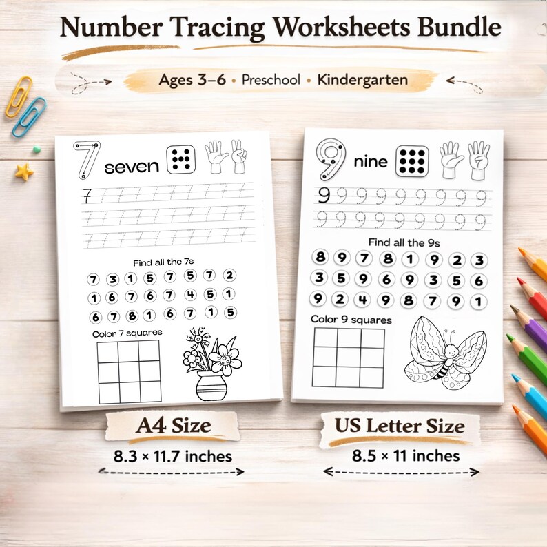 Number Tracing Worksheets 1-10 Printable, Preschool Number Writing ...