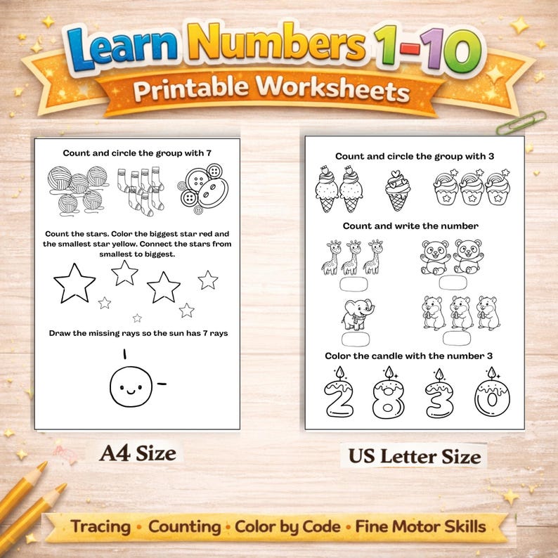 Learn Numbers 1–10 Activity Book for Preschool | Printable Workbook ...