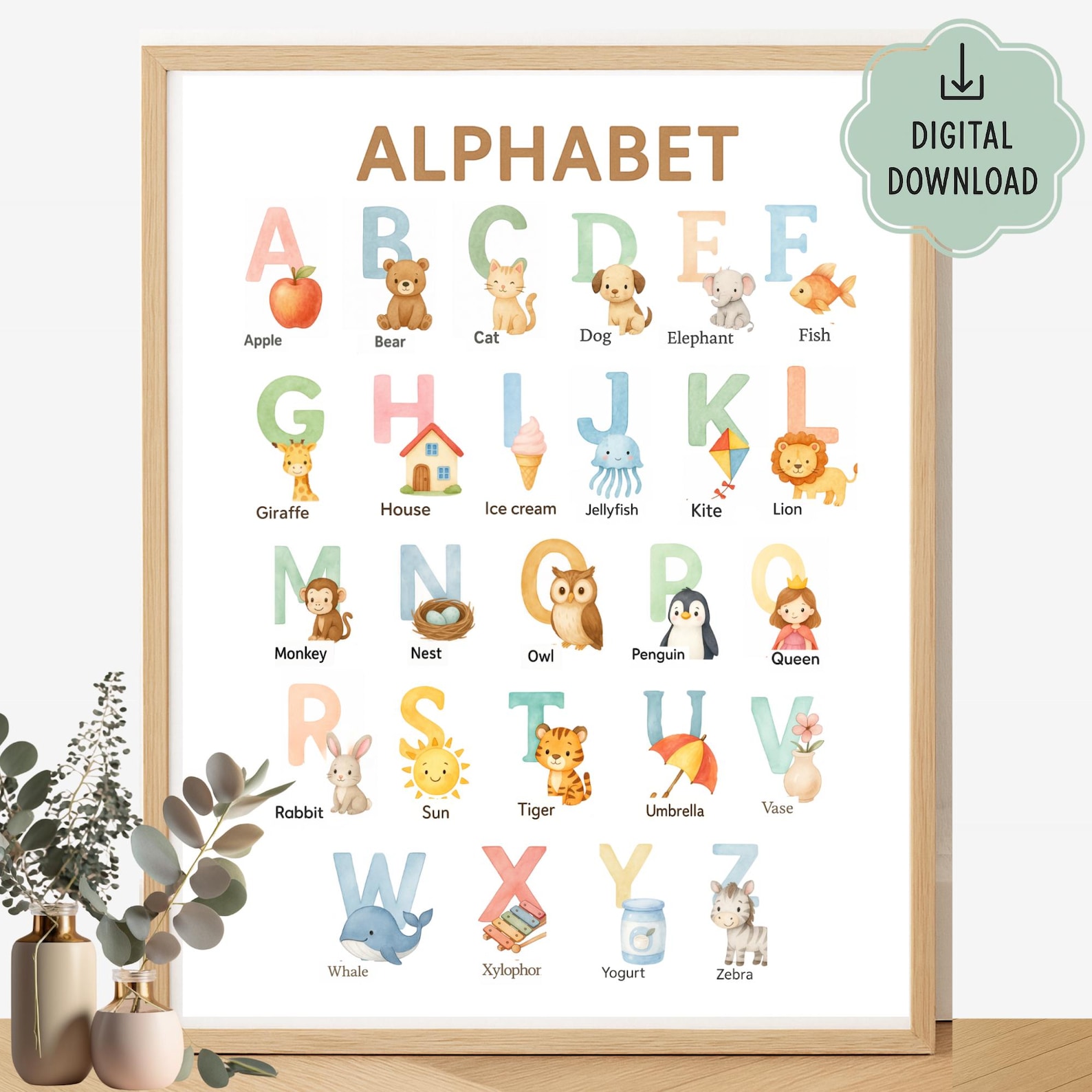 Alphabet Poster for Kids – ABC Chart | Nursery Wall Art | Preschool ...