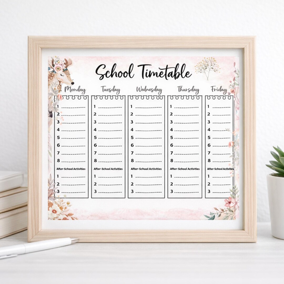 School Timetable | Cute Woodland Animals Schedule | Kids Weekly Class ...