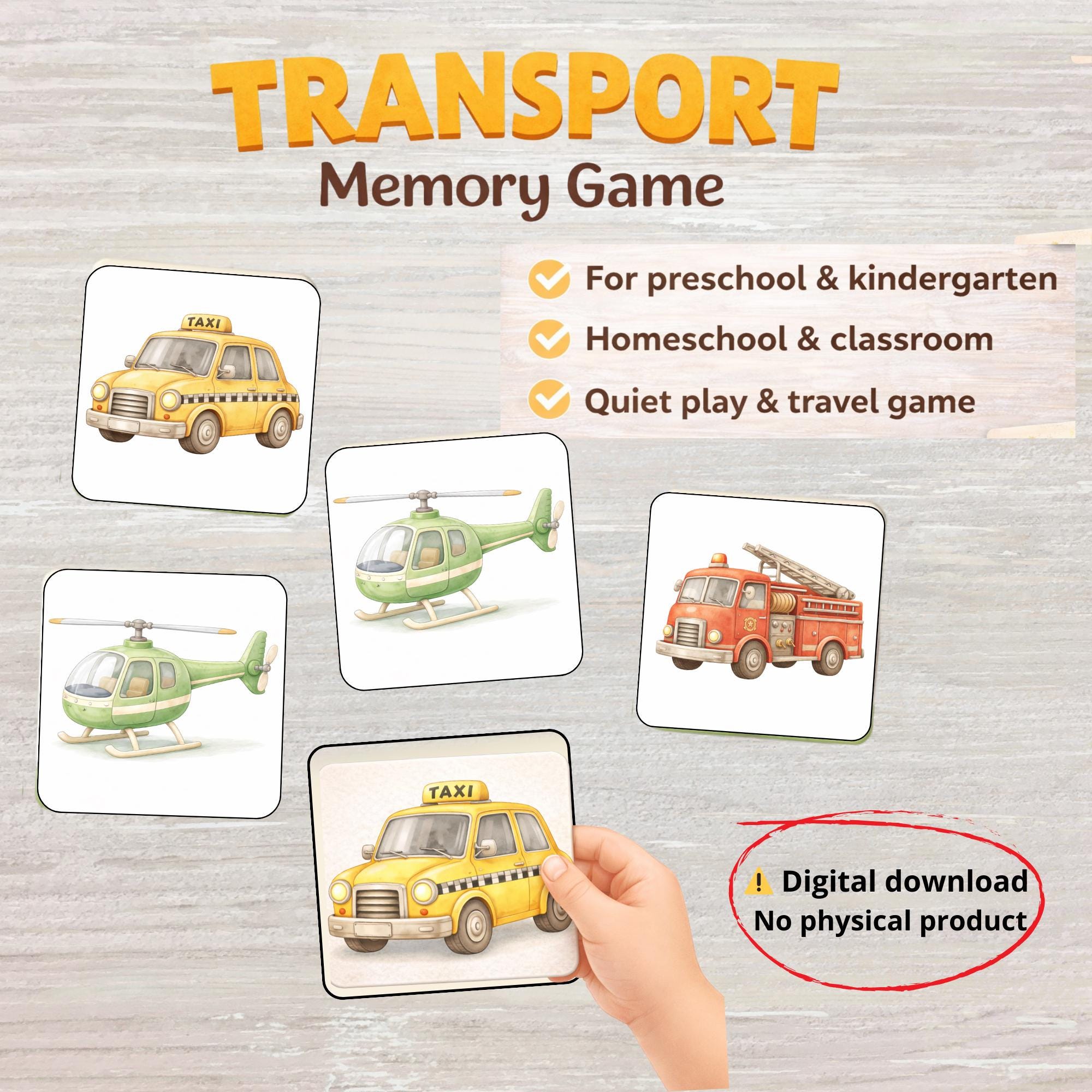 Transport Memory Game Printable | Vehicles Matching Game for Kids ...