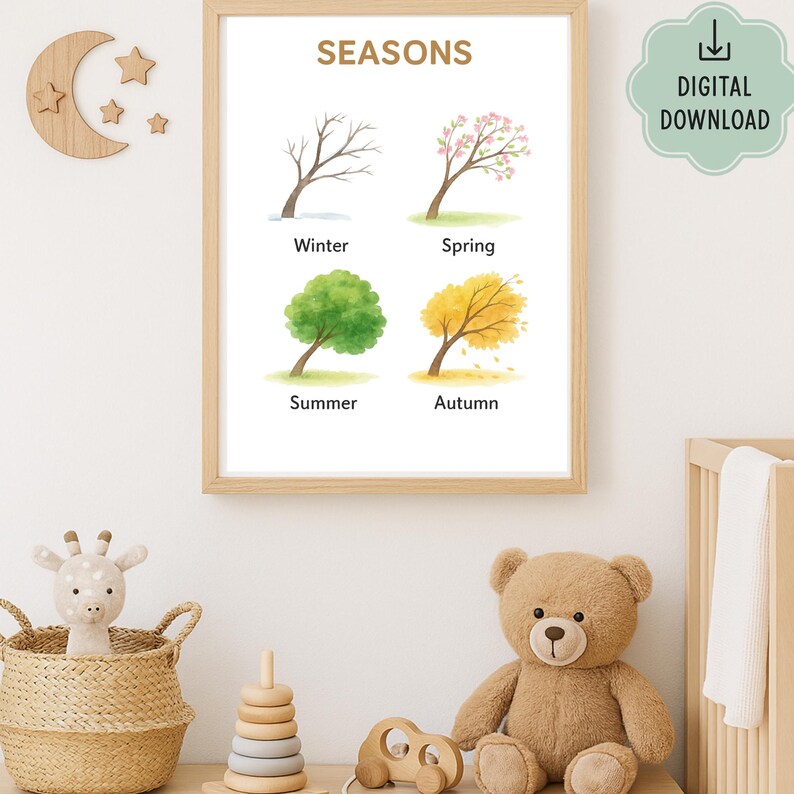 Months and Seasons Posters for Kids | Montessori Learning Prints ...
