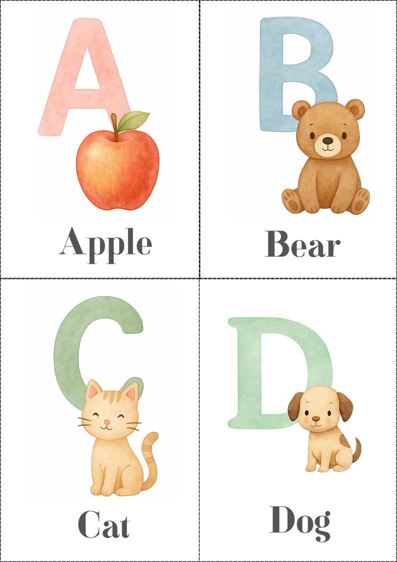 Alphabet Flashcards Printable | ABC Animal Alphabet Cards | Montessori ...