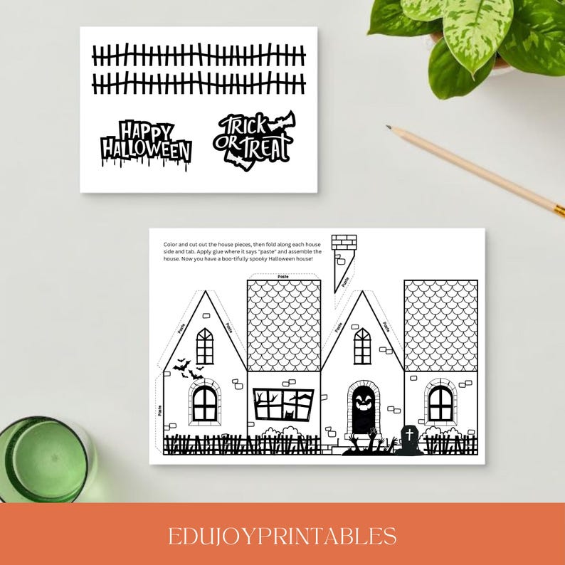 Haunted House Paper Craft to Color and Cut, Printable Halloween ...