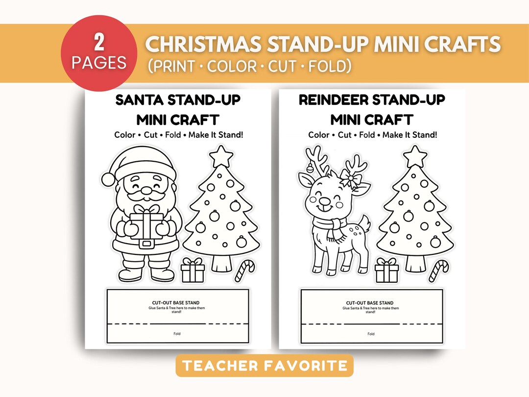 Christmas Coloring Craft for Kids | Stand-up Santa & Reindeer | Easy ...