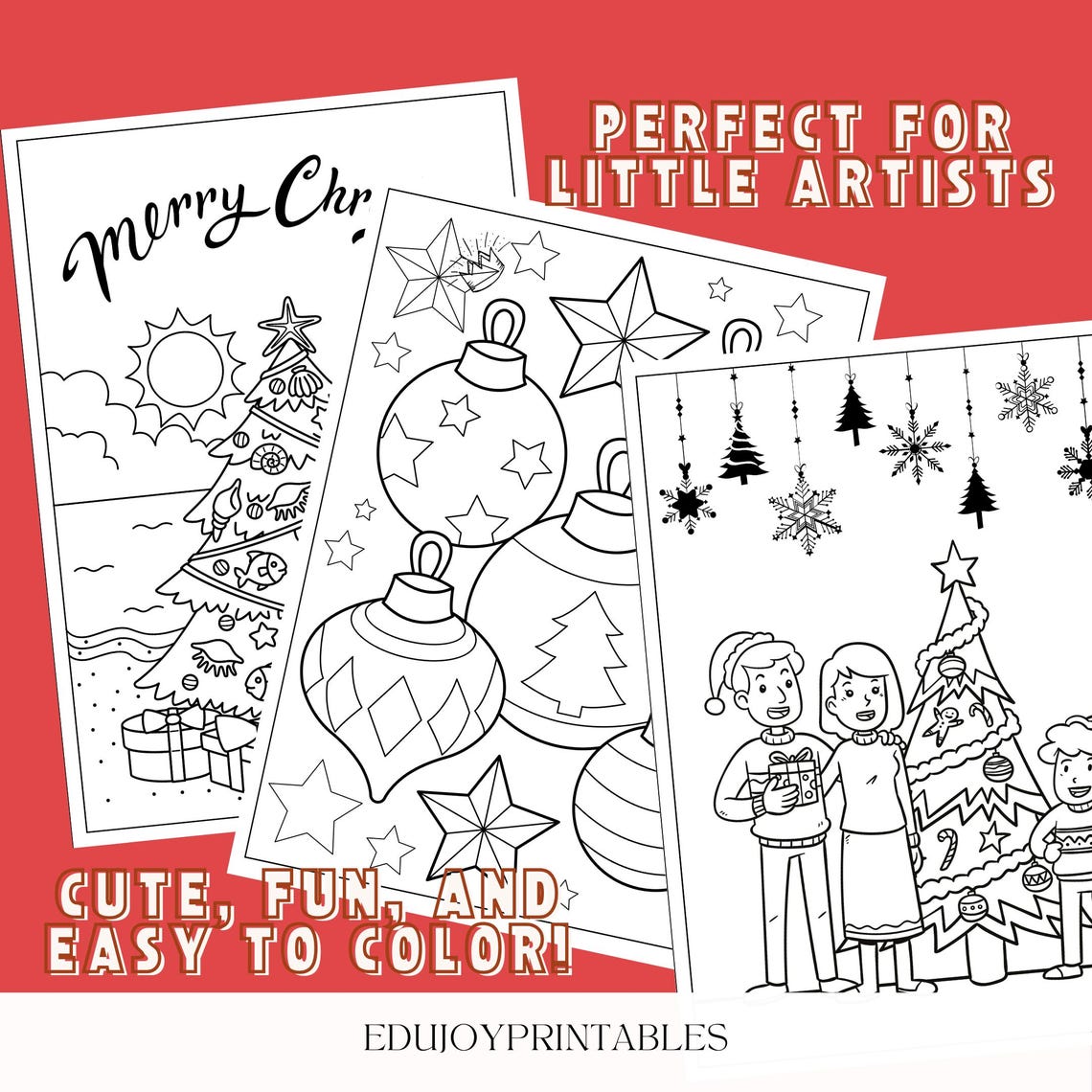 Magical Christmas Coloring Cards for Kids - Printable Holiday Fun, 6 ...