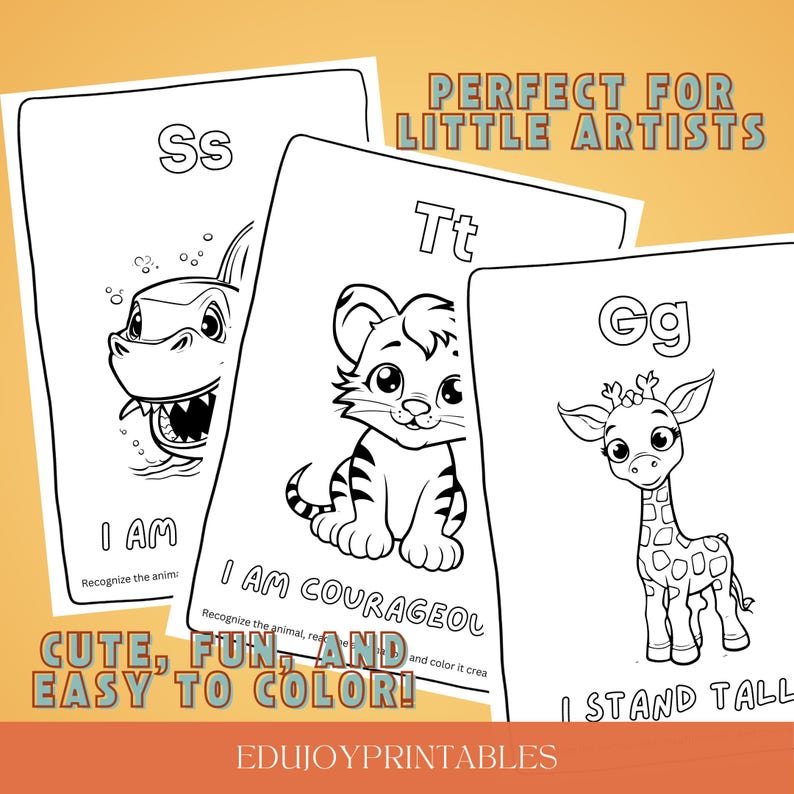 Animal Affirmation Coloring Pages for Kids | Printable (instant ...