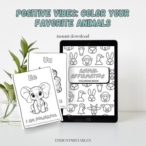 Animal Affirmation Coloring Pages for Kids | Printable (instant ...