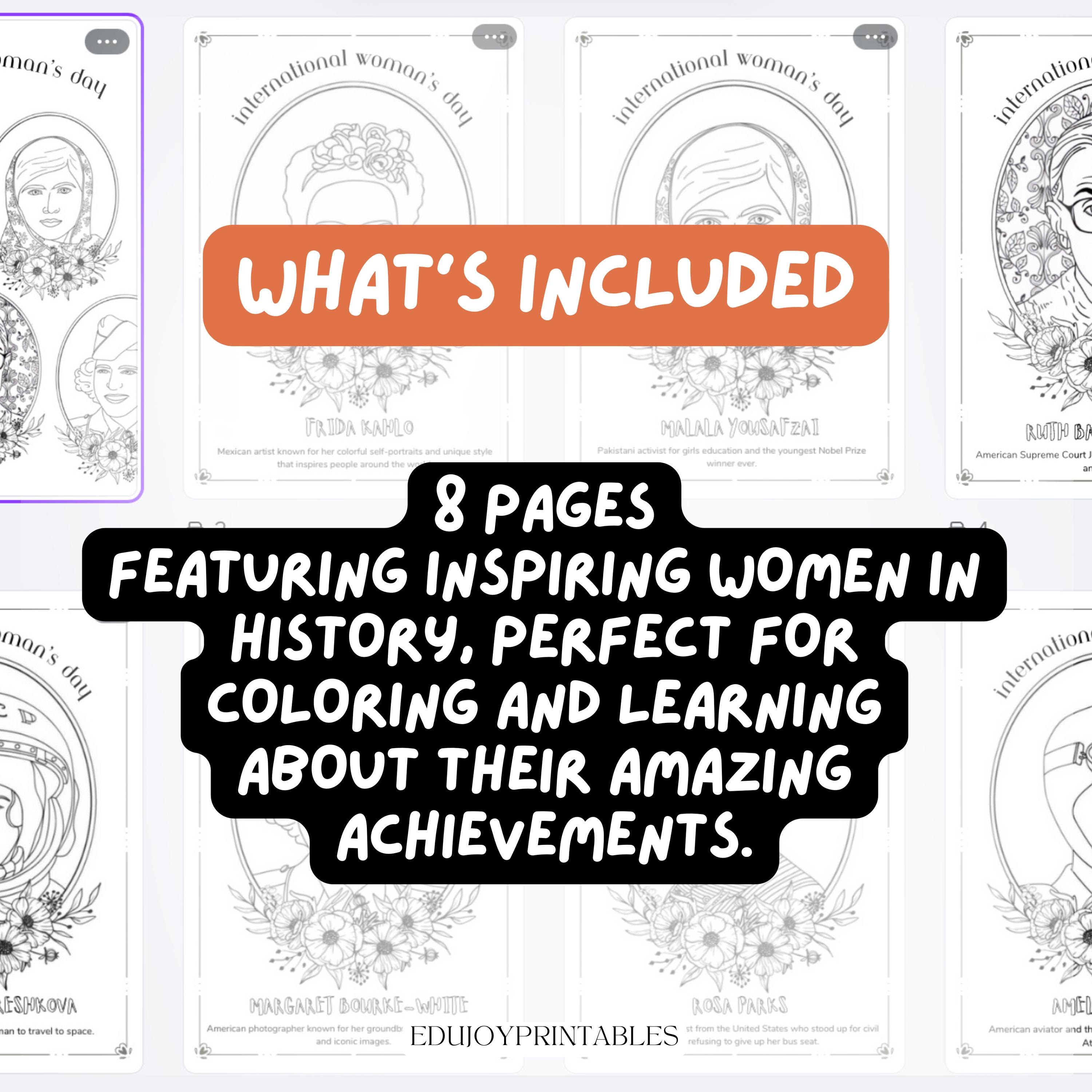 International Women's Day Coloring Pages, Educational Activity (digital ...