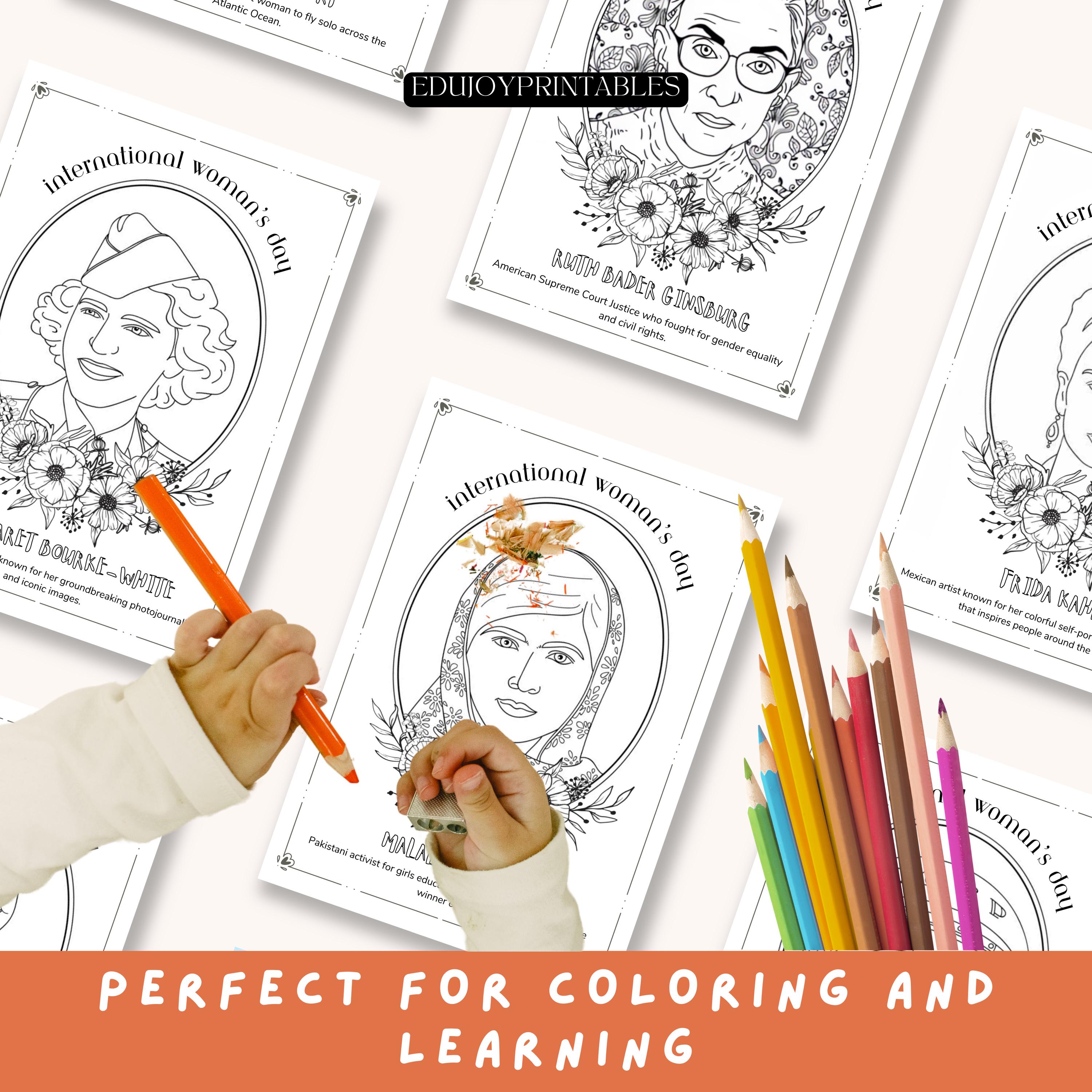 International Women's Day Coloring Pages, Educational Activity (digital ...
