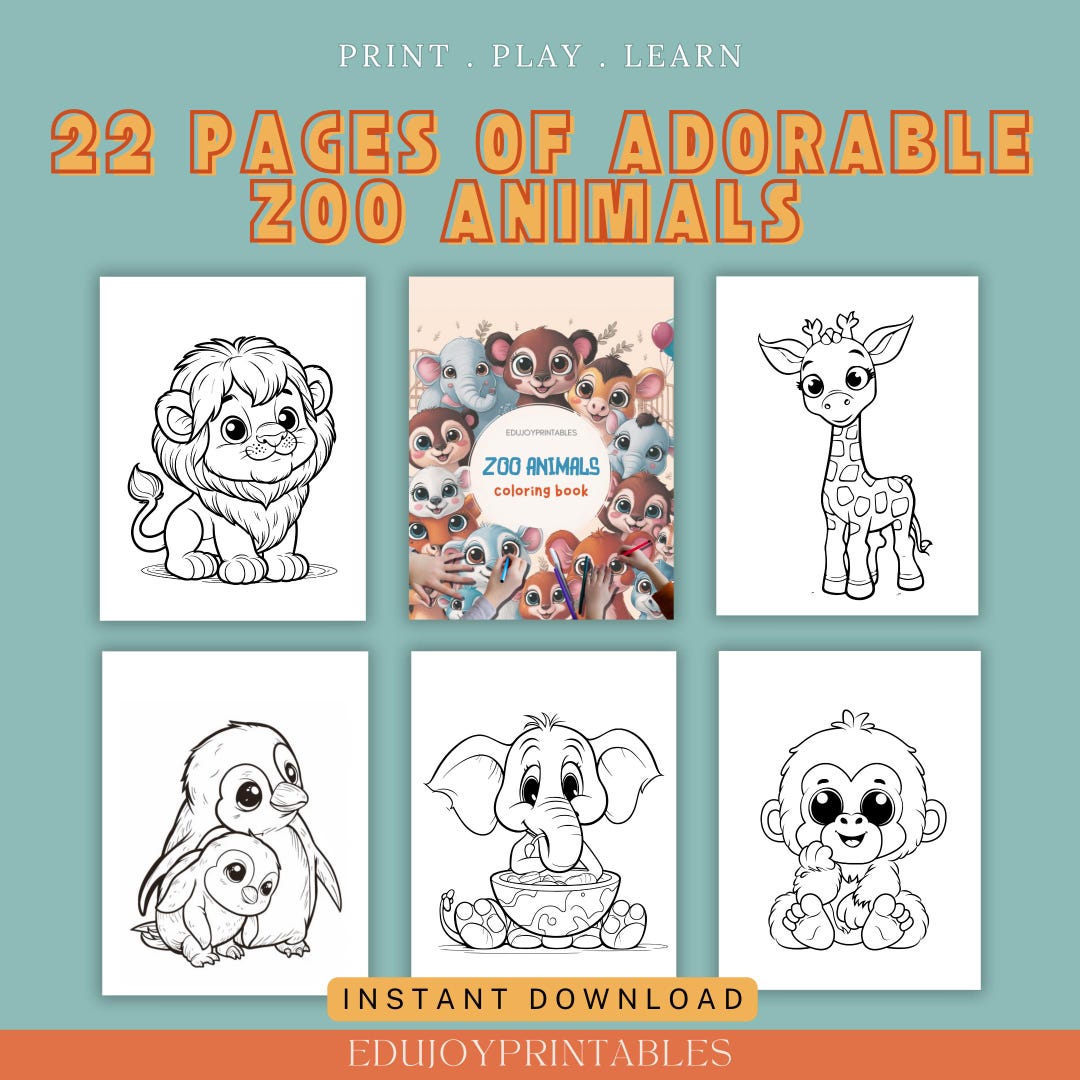 22 Safari Animal Coloring Pages for Kids – Digital Download | Fun ...