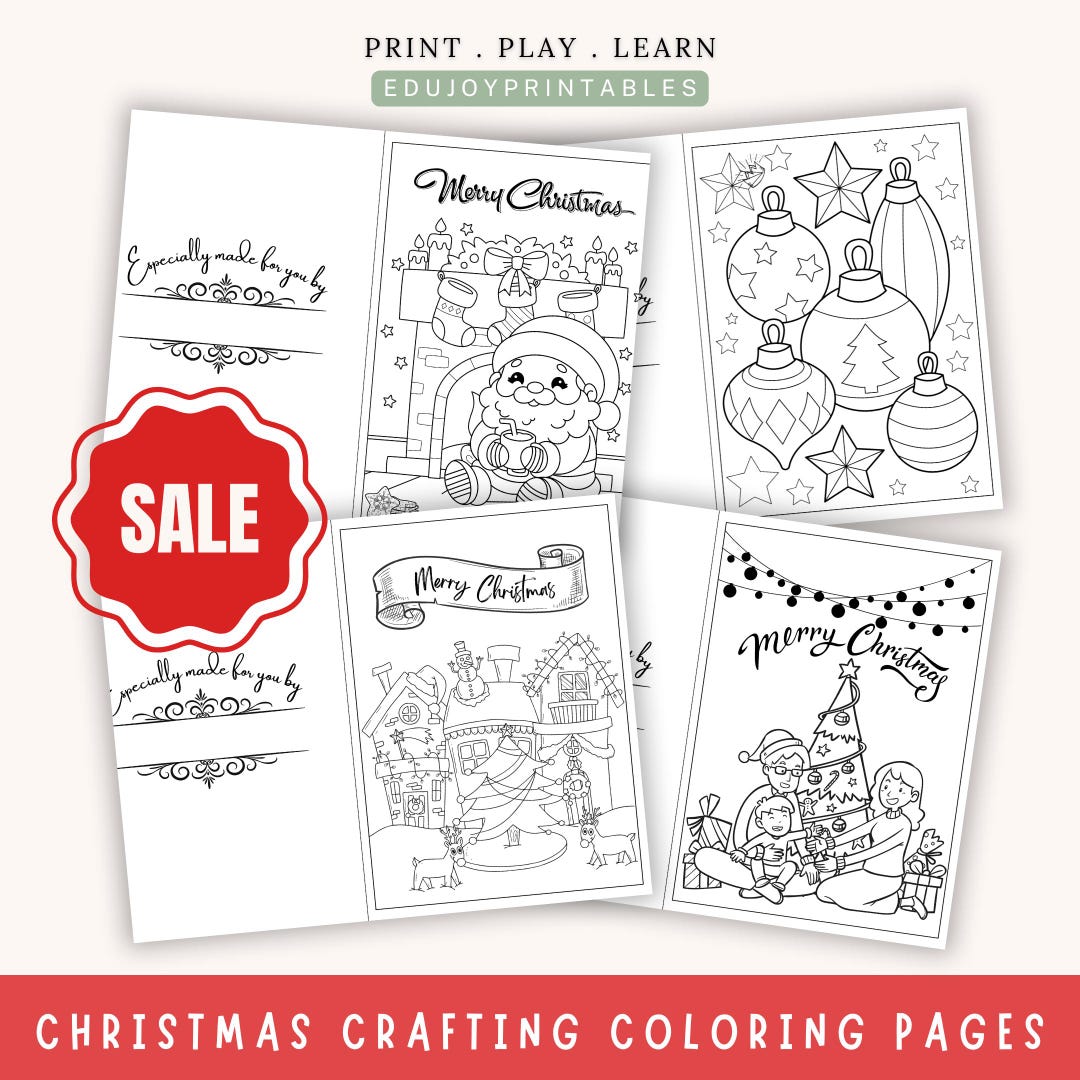 Magical Christmas Coloring Cards for Kids, Printable Holiday Fun, 24 ...