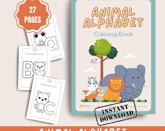 ABC Coloring Book, Digital Download, Educational Animal Alphabet ...