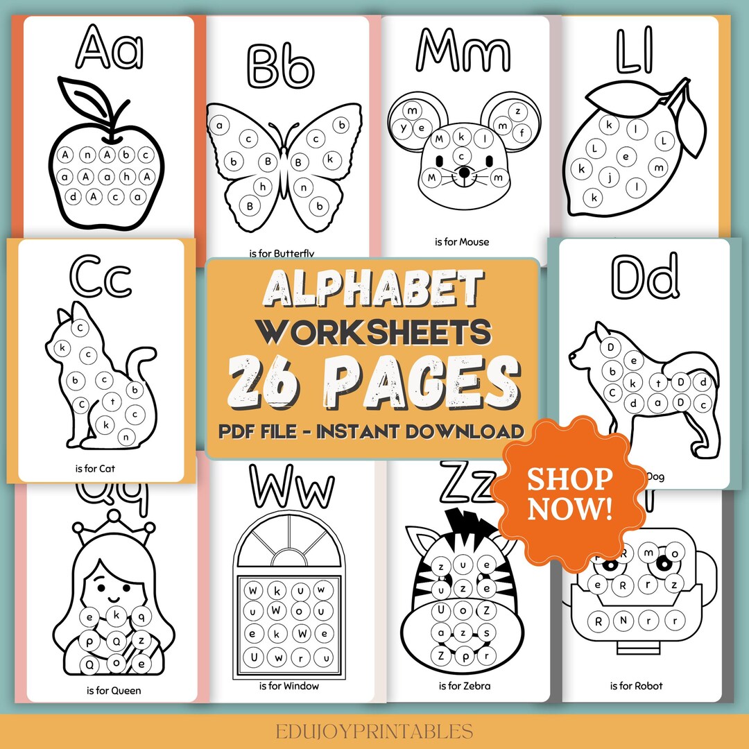 Alphabet Printable Worksheets, Upper & Lower Case Letters, Easy Words ...
