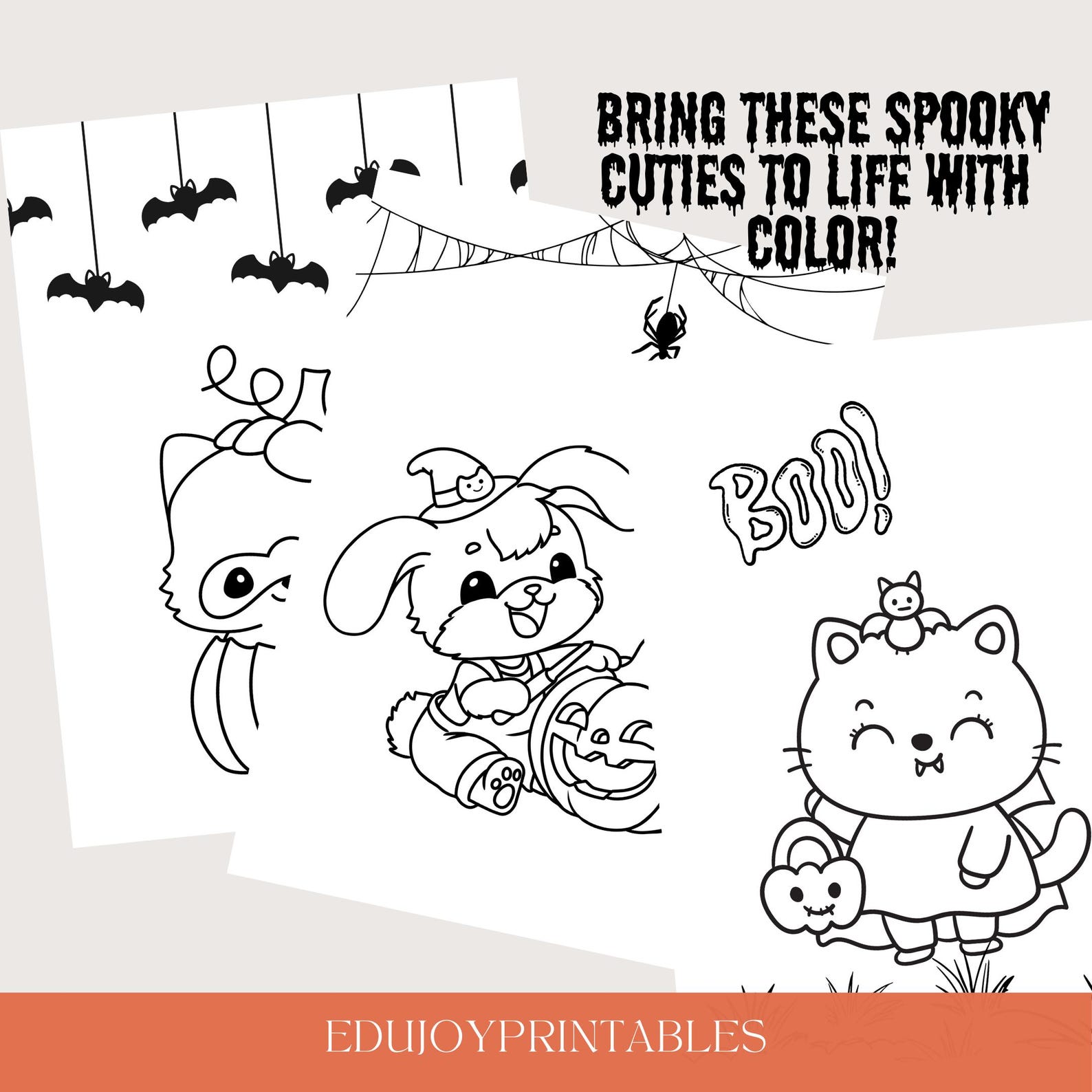 Spooky Cute Halloween Animal Coloring Pages | Fun Printable Coloring ...