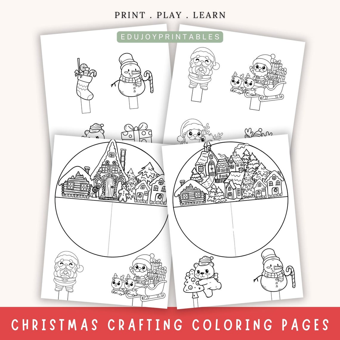Christmas Craft Kit for Kids – Printable 3D Coloring Scene - Etsy