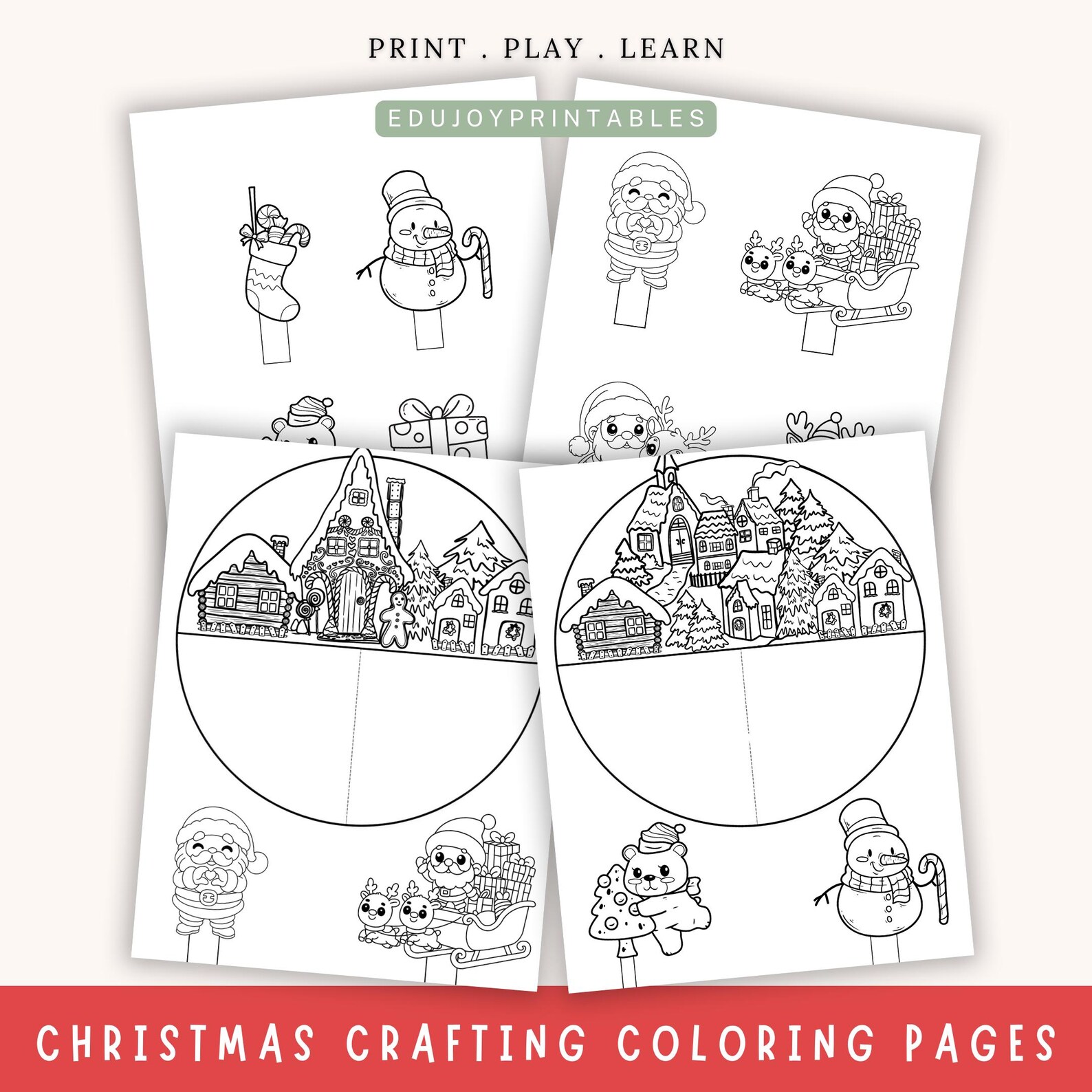 Christmas Craft Kit for Kids – Printable 3D Coloring Scene - Etsy