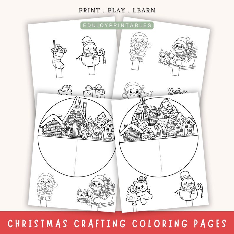 Printable Christmas Crafts for Kids, DIY Christmas 3D Coloring Craft ...