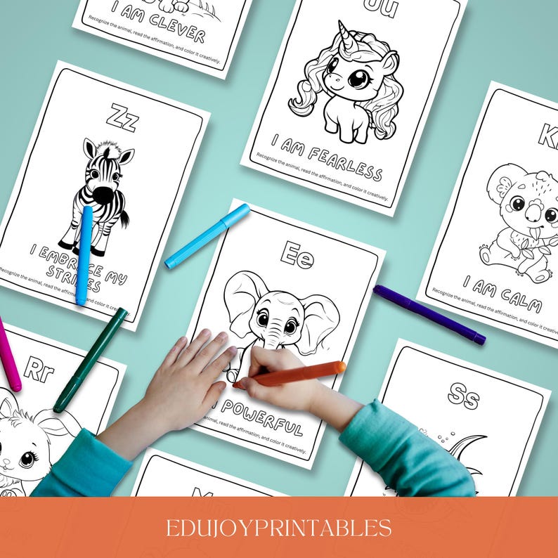 Animal Affirmation Coloring Pages for Kids | Printable (instant ...