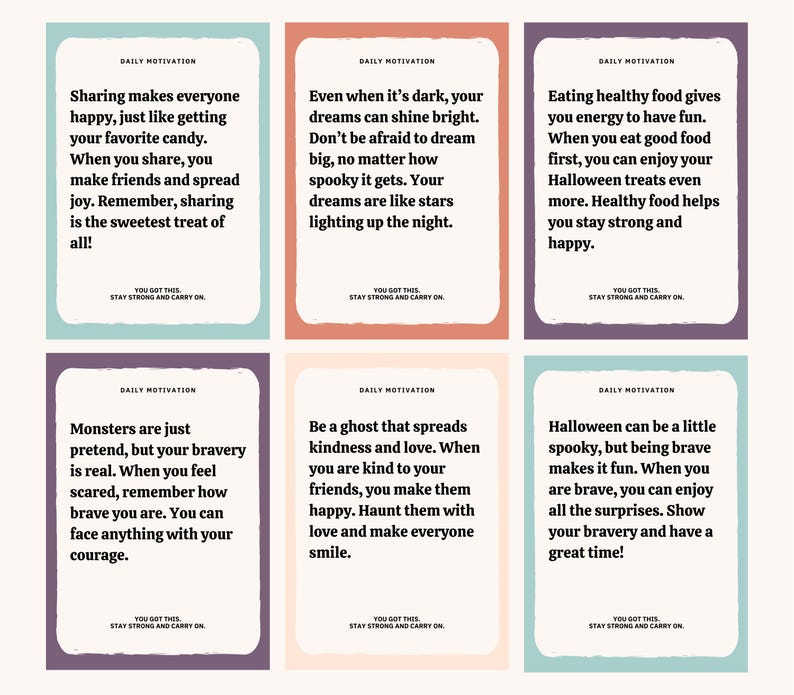 Halloween Affirmation Cards for Kids – Inspiring Quotes (digital ...