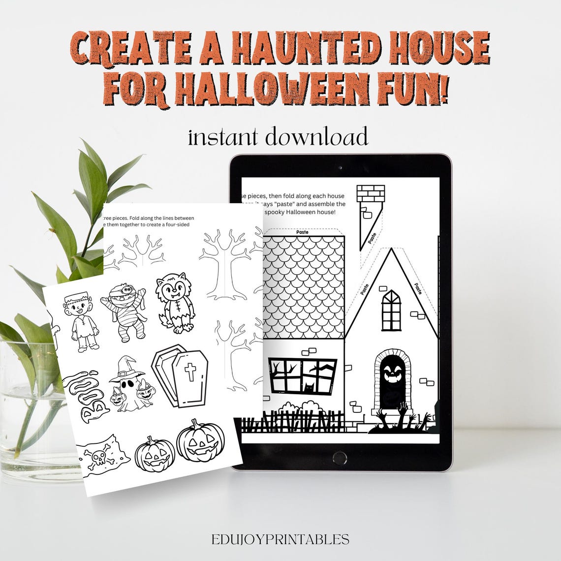 Haunted House Paper Craft to Color and Cut, Printable Halloween ...