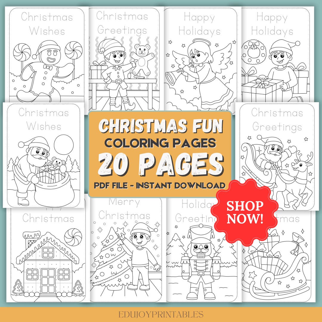 Christmas Coloring Pages, 20 Cute and Cozy Holiday Illustrations ...