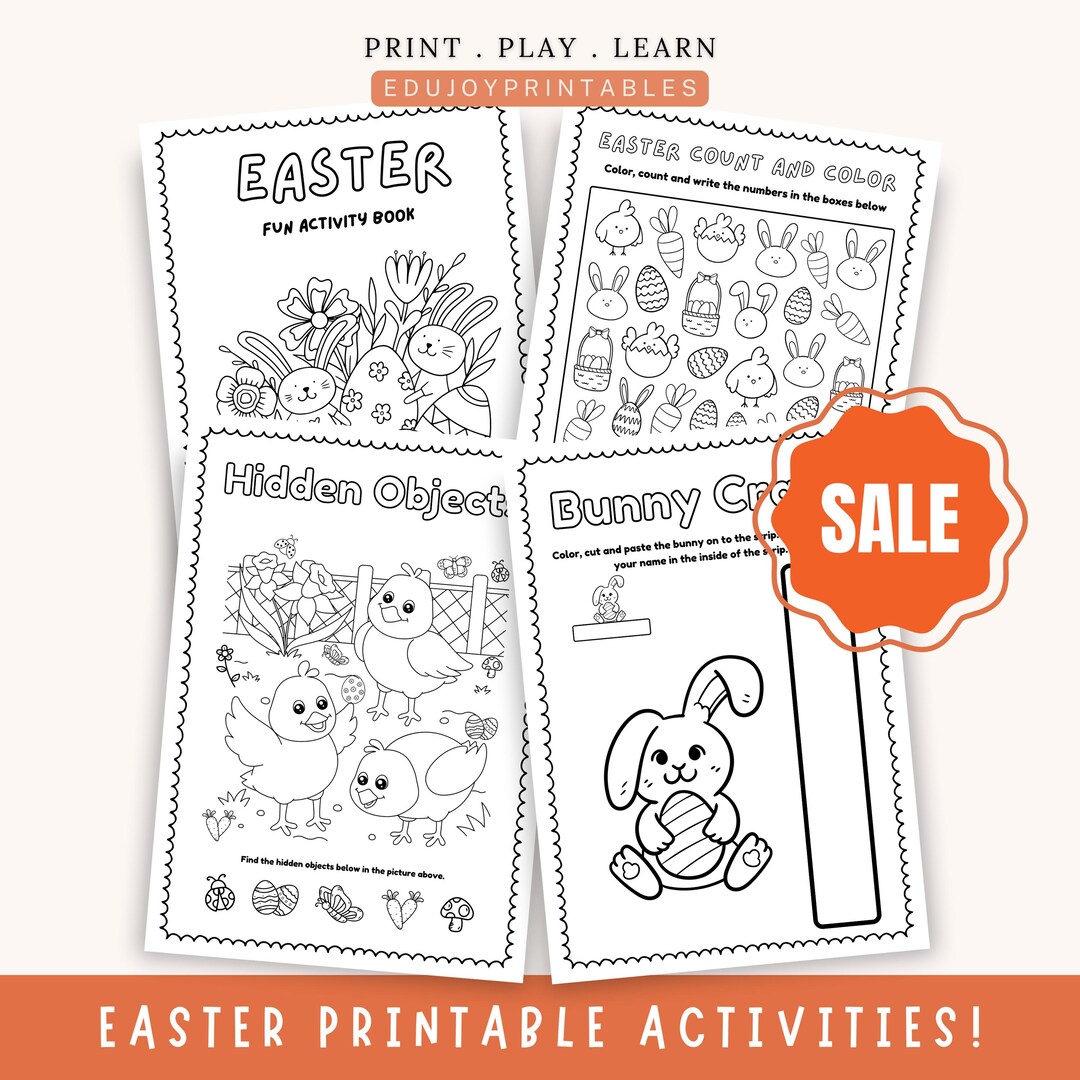 Printable Easter Activity Book, Kids Games, Coloring Pages (digital ...