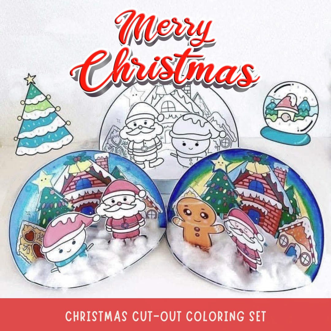 Printable Christmas Crafts for Kids, DIY Christmas 3D Coloring Craft ...