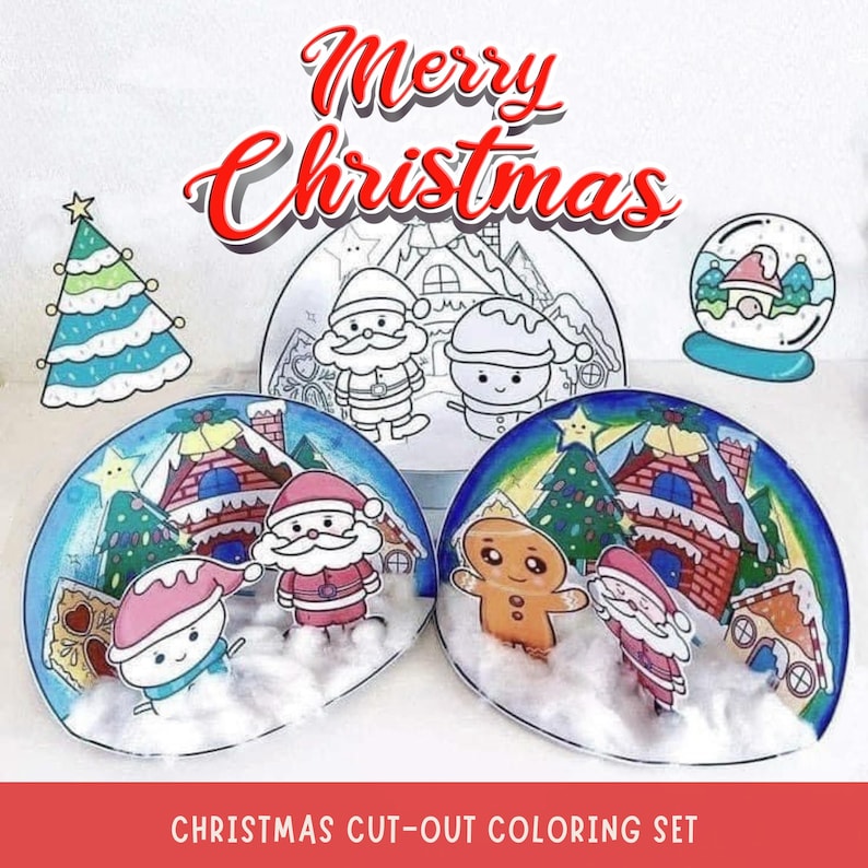 Christmas Craft Kit for Kids – Printable 3D Coloring Scene - Etsy