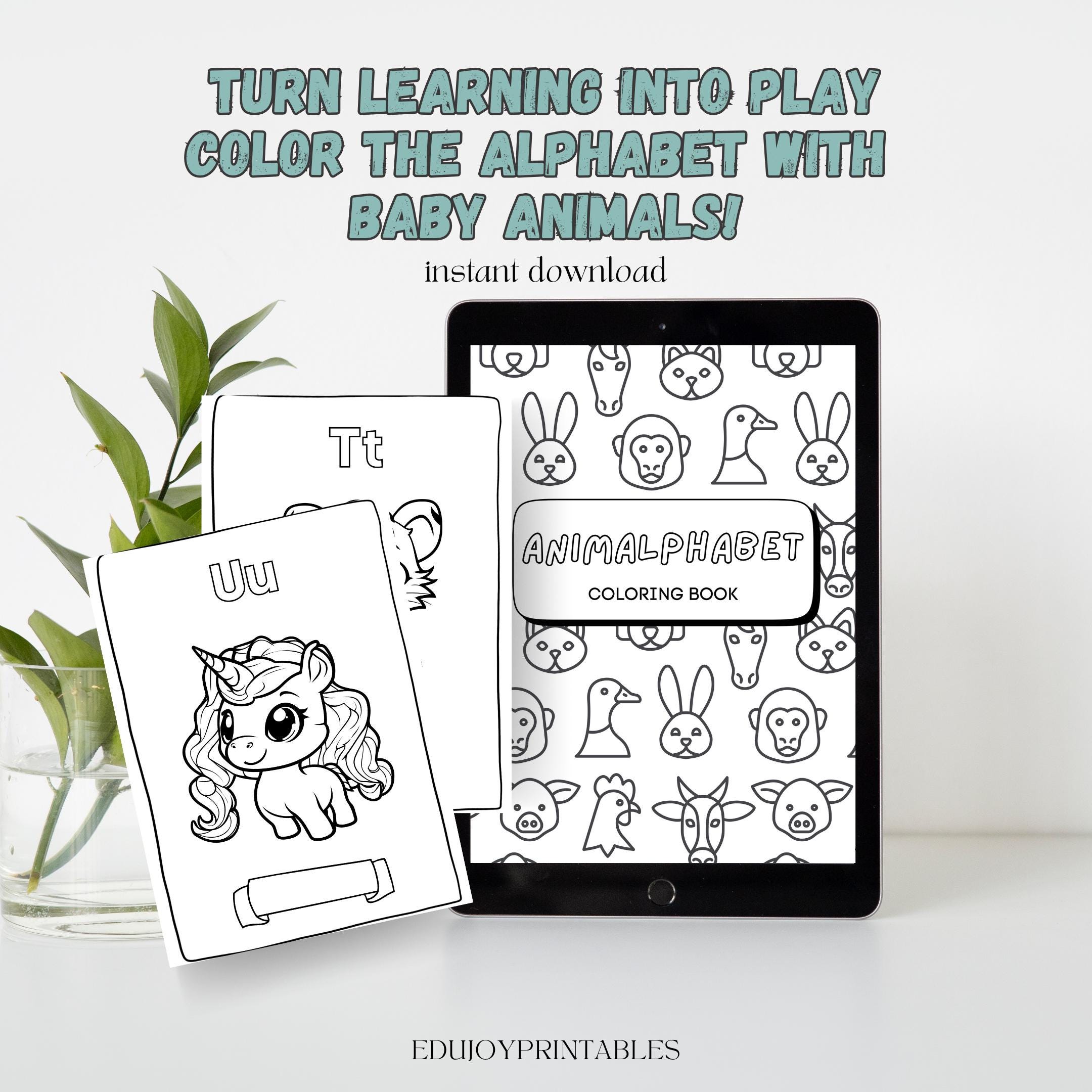 26 Animal Coloring Pages for Kids Alphabet Animal Coloring Book ...