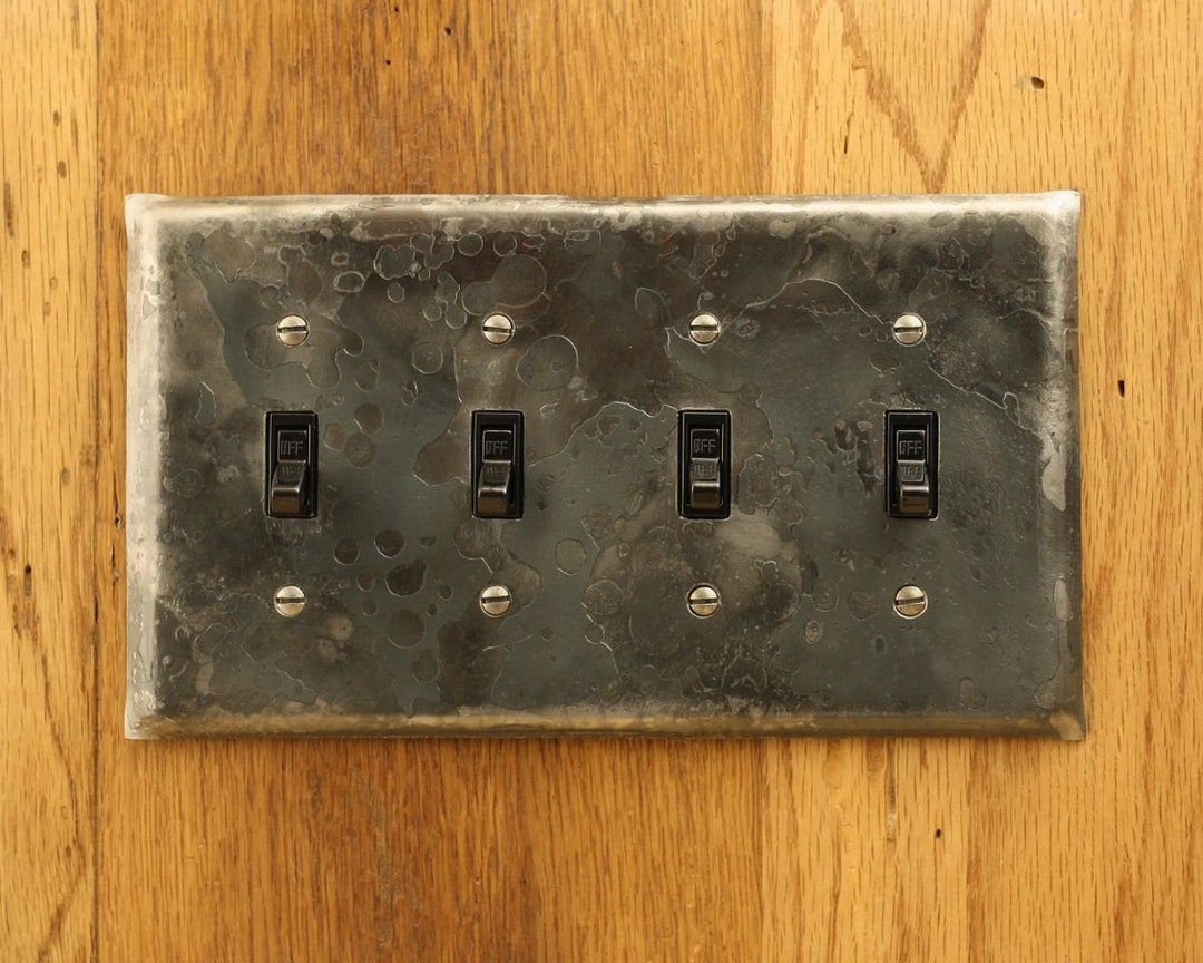 Switch Plate Fire Cooked Wrought Iron Quadruple - Etsy