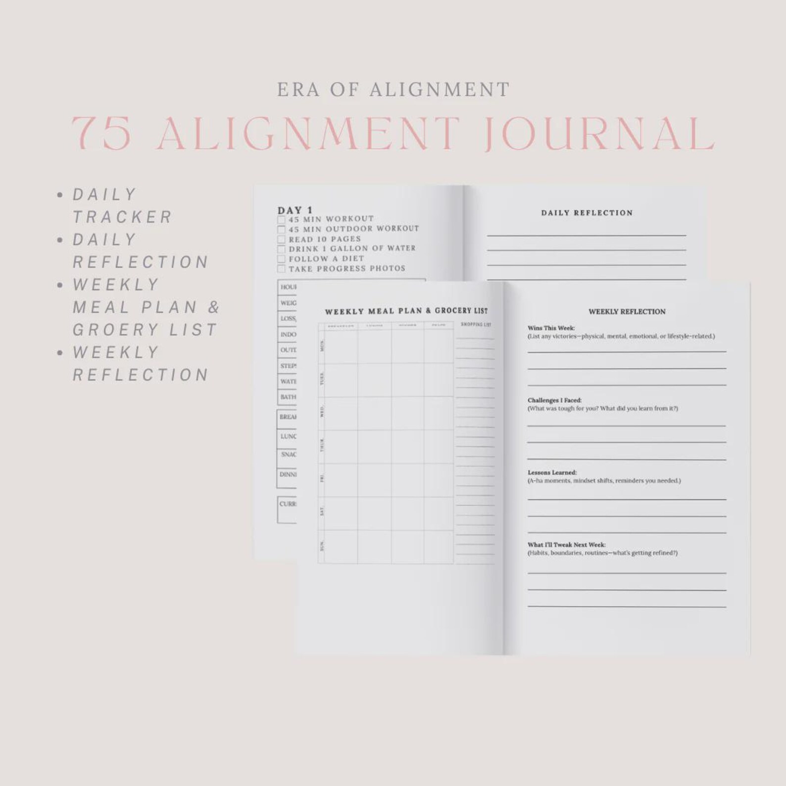 75 Day Challenge Journal: Alignment & Mental Toughness - Etsy
