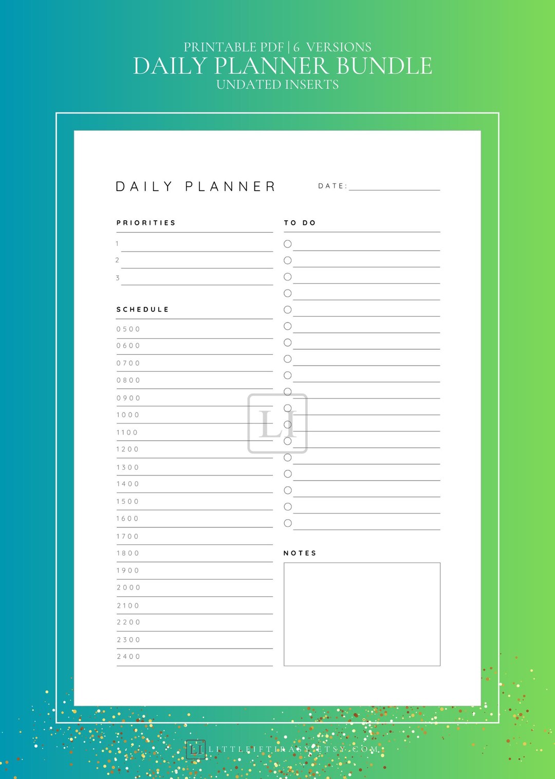 Daily Planner Bundle - Printable PDF Planner, Daily Planner, Undated ...